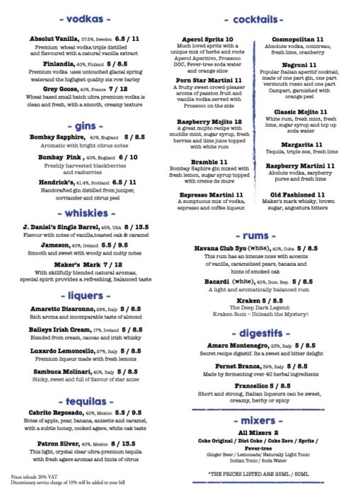 WINE & DRINKS MENU - BistroLaz